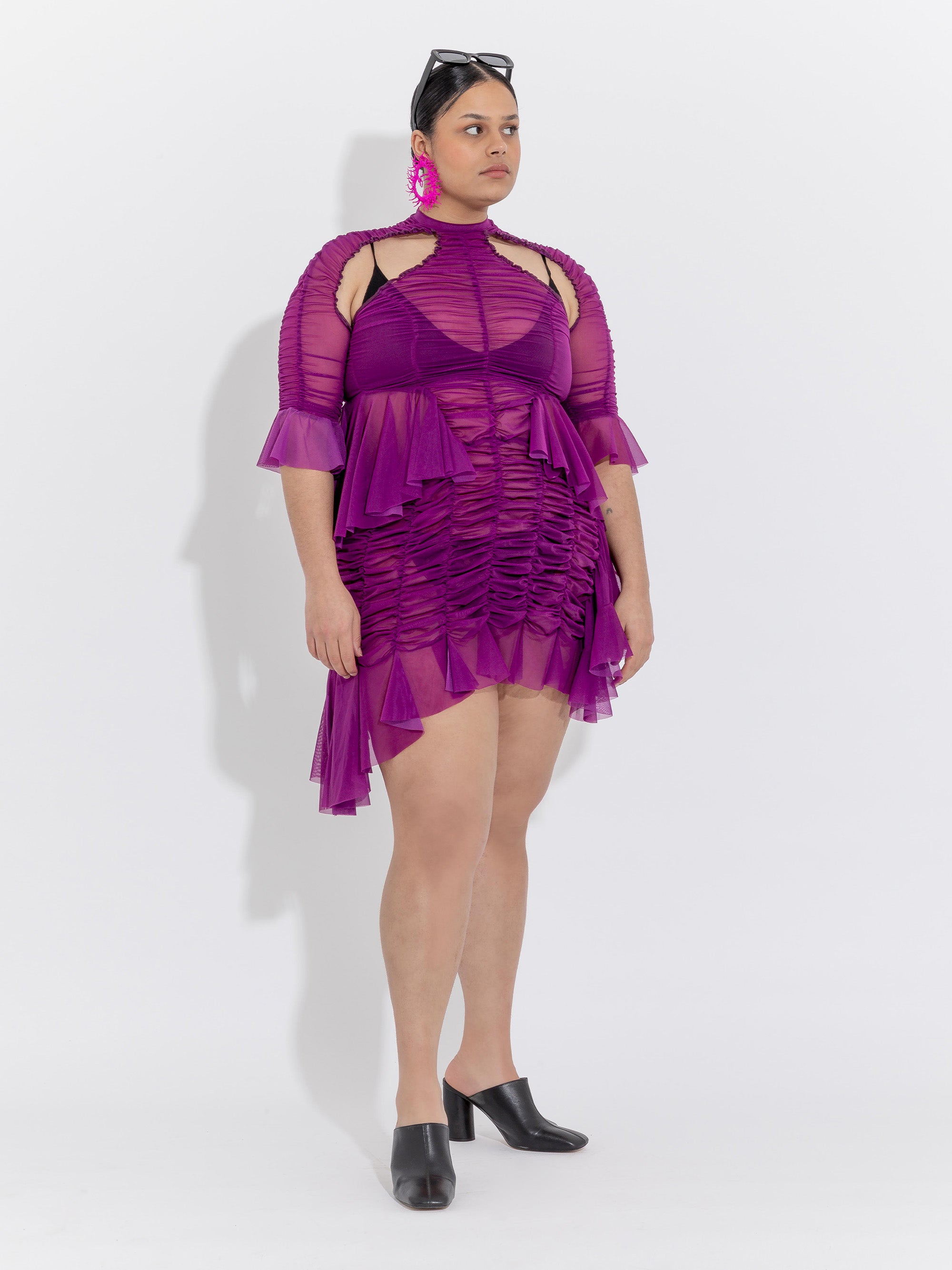 Burgundy Signature Ruched Mini Dress – Ester Manas